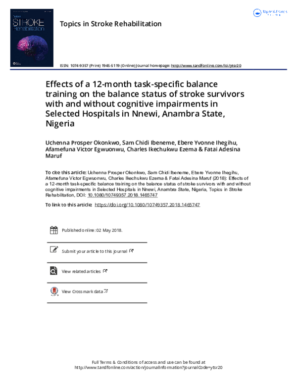 (PDF) Effects of a 12-month task-specific balance training on the balance status of stroke ...