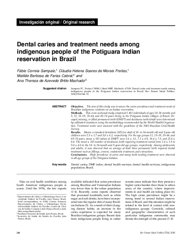 (PDF) Dental caries and treatment needs among indigenous people of the ...