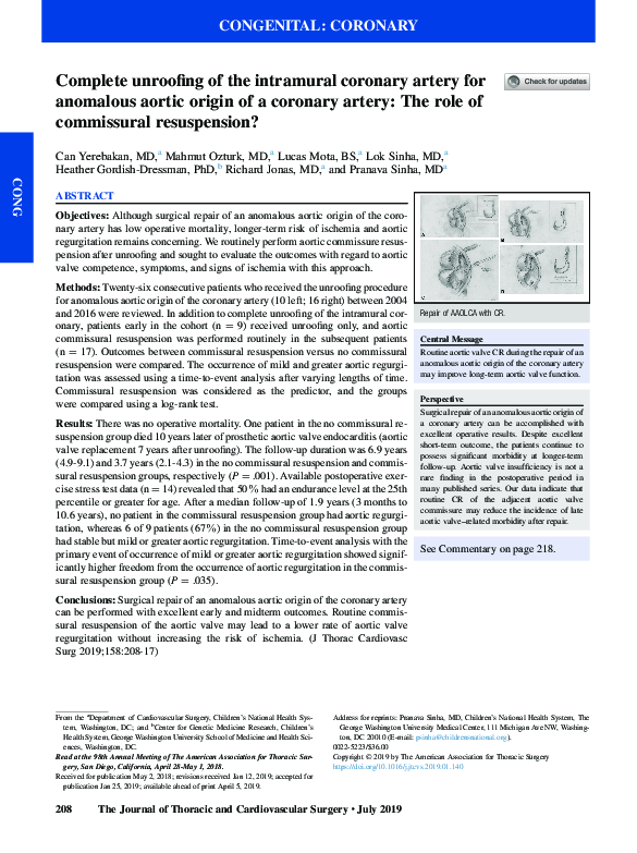 (PDF) Complete unroofing of the intramural coronary artery for ...