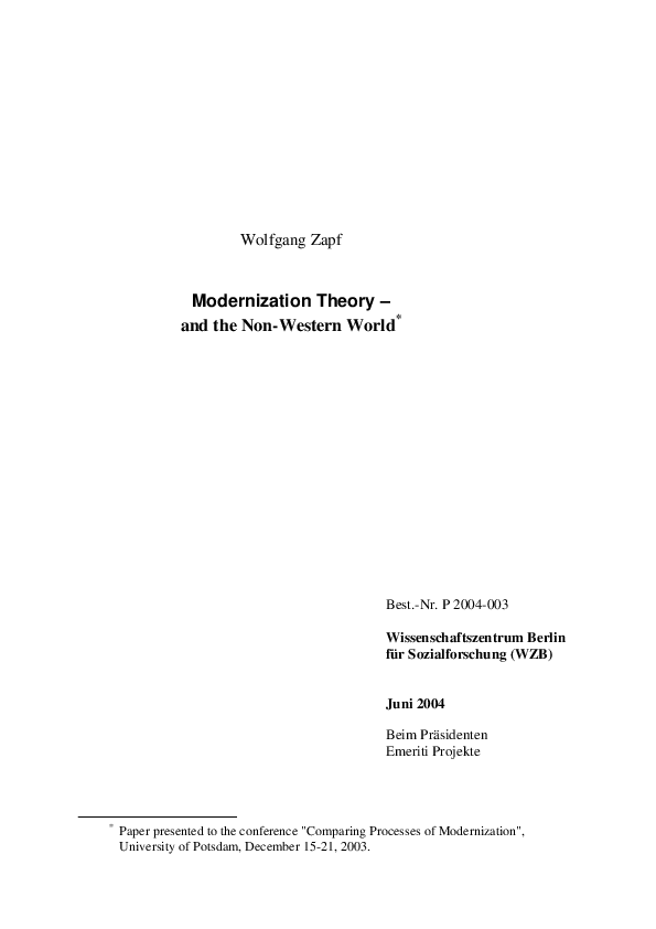 (PDF) Modernization theory - and the non-western world