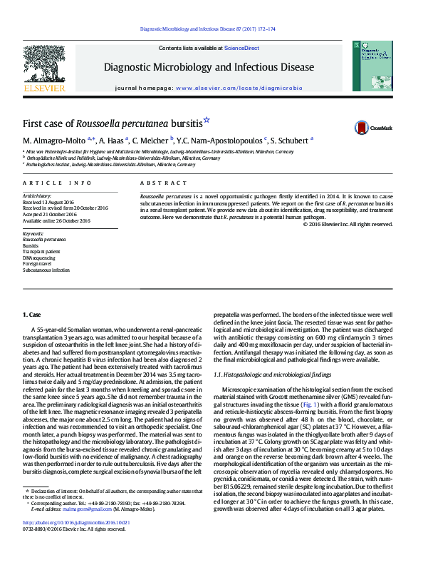 (PDF) First case of Roussoella percutanea bursitis | Carolin Melcher ...