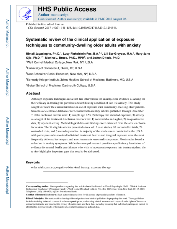 (PDF) Systematic Review of the Clinical Application of Exposure ...