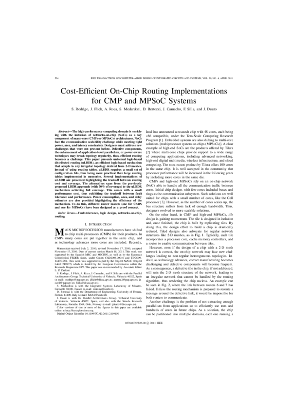 Pdf Cost Efficient On Chip Routing Implementations For Cmp And Mpsoc Systems