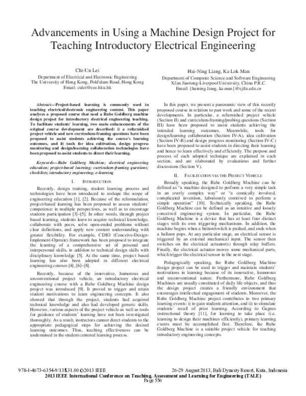 (PDF) Advancements in using a machine design project for teaching introductory electrical ...