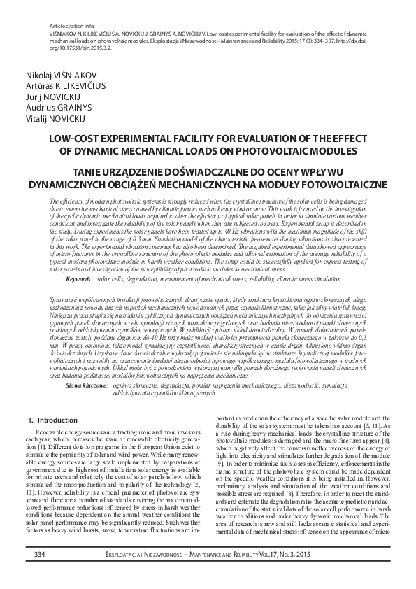 (PDF) Low-cost experimental facility for evaluation of the effect of dynamic mechanical loads on ...