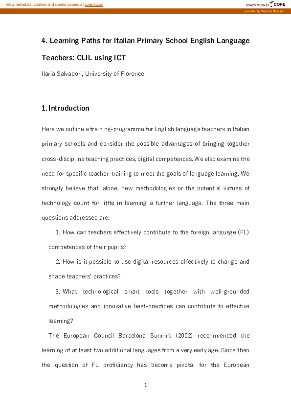 (PDF) Learning paths for Italian Primary School English Language ...