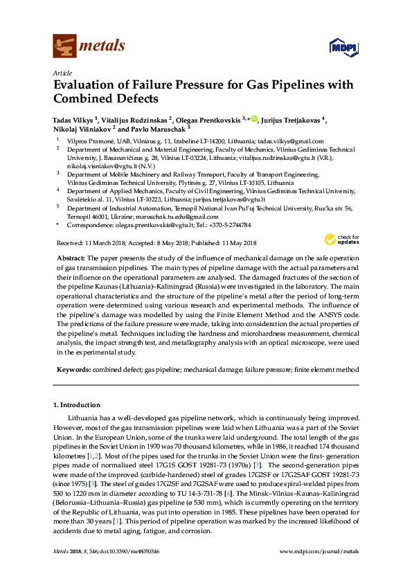 (PDF) Evaluation of Failure Pressure for Gas Pipelines with Combined ...