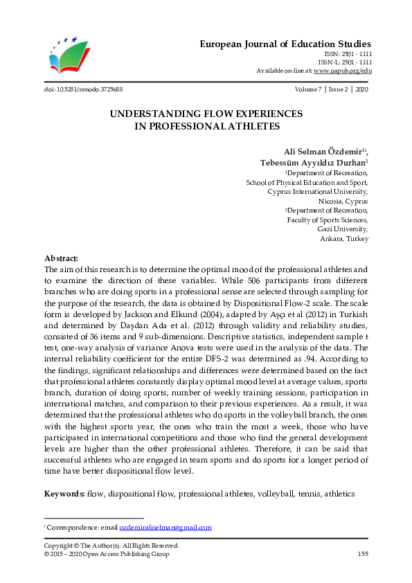 (PDF) Understanding Flow Experiences in Professional Athletes