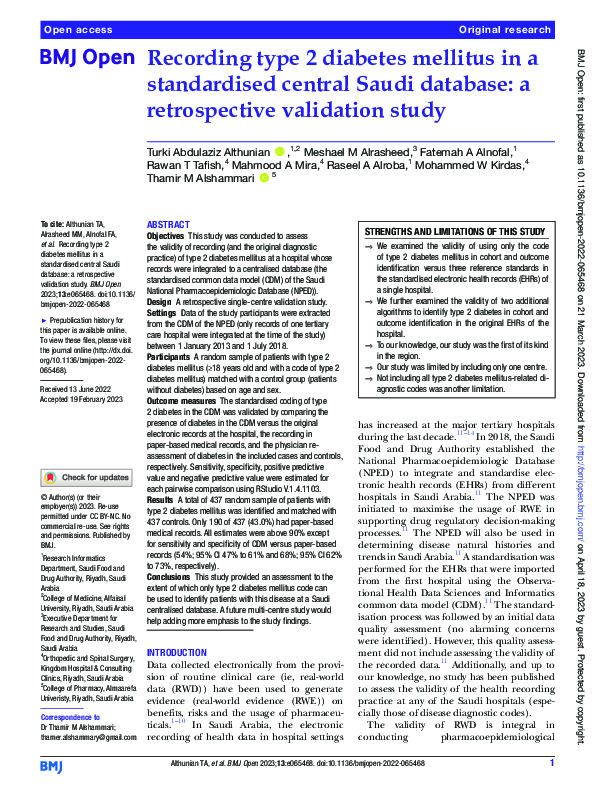(PDF) Recording type 2 diabetes mellitus in a standardised central ...