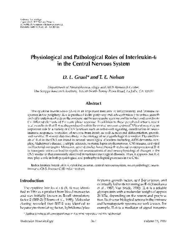 (PDF) Physiological and pathological roles of interleukin-6 in the ...