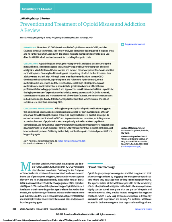 (PDF) Prevention and Treatment of Opioid Misuse and Addiction