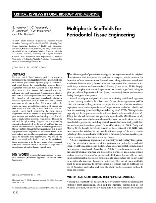 (PDF) Multiphasic scaffolds for periodontal tissue engineering