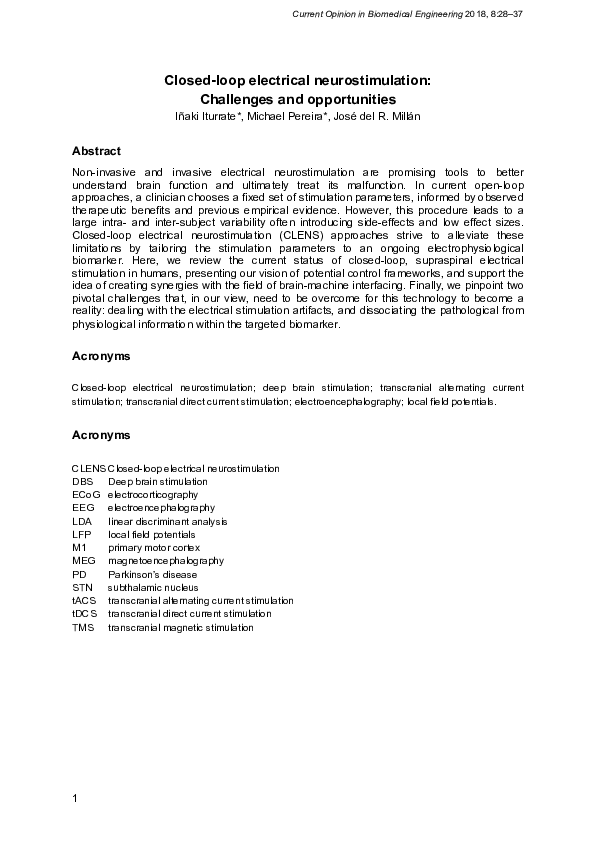 (PDF) Closed-loop electrical neurostimulation: Challenges and opportunities