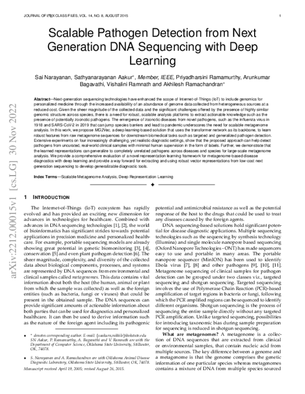 Pdf Scalable Pathogen Detection From Next Generation Dna Sequencing With Deep Learning