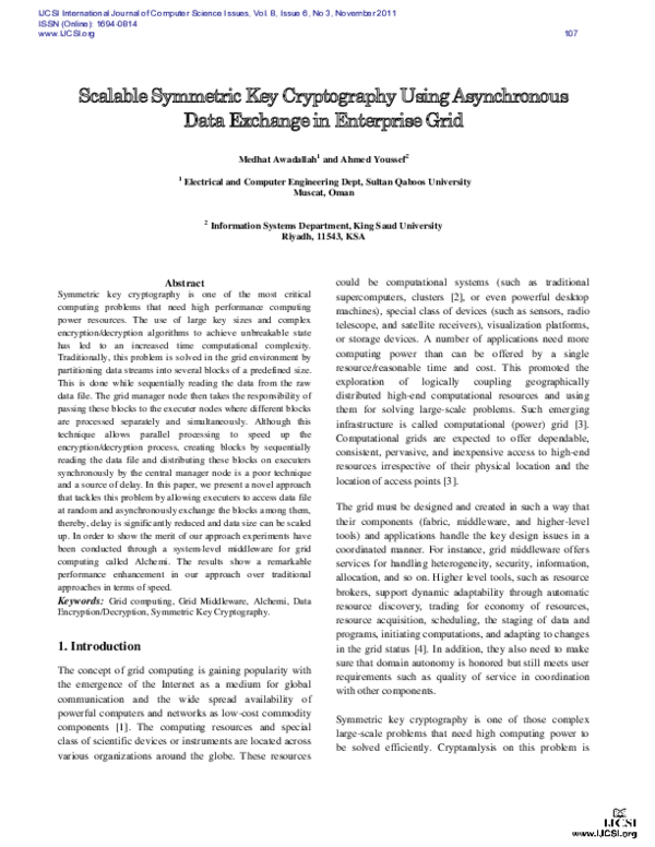 Pdf Scalable Symmetric Key Cryptography Using Asynchronous Data