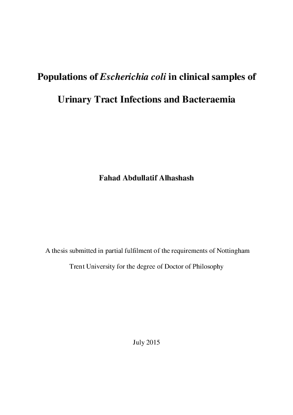 (PDF) Populations of Escherichia coli in clinical samples of Urinary ...