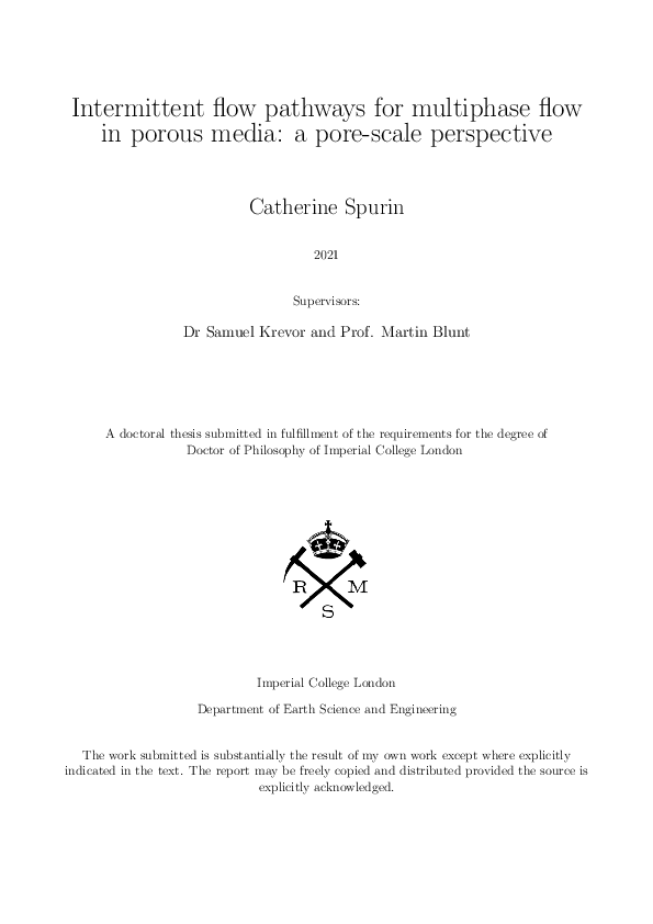 (PDF) Intermittent flow pathways for multiphase flow in porous media: a pore-scale perspective