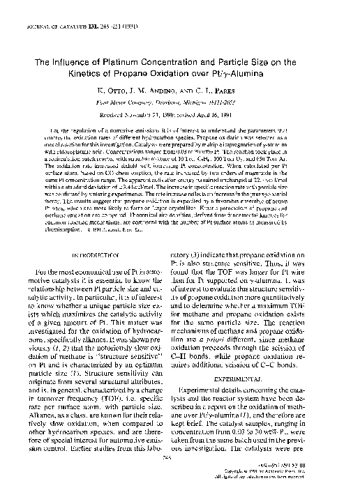 (PDF) The influence of platinum concentration and particle size on the ...