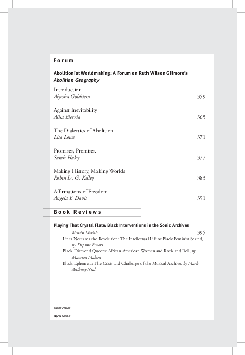 (PDF) "Abolitionist Worldmaking: A Forum on Ruth Wilson Gilmore’s ...