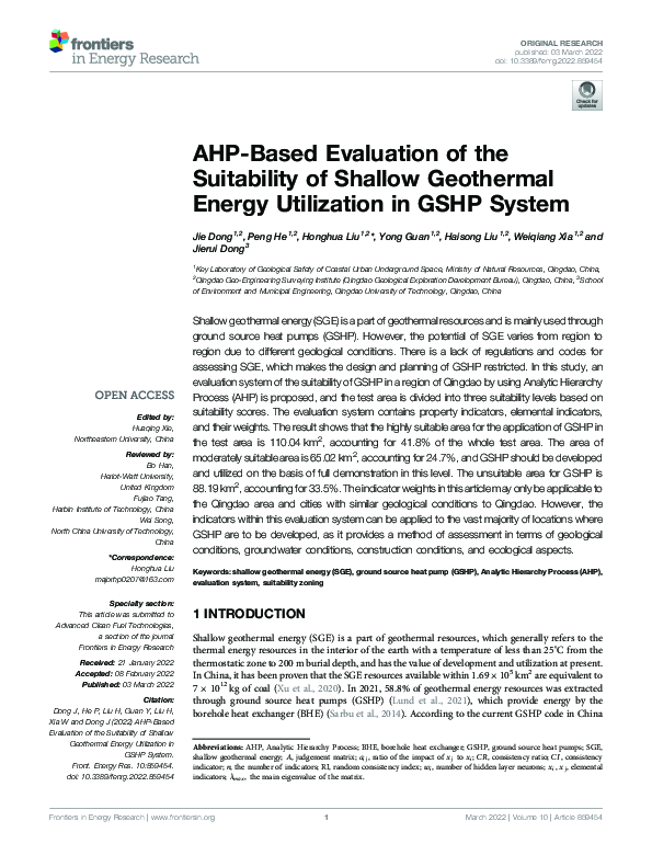 (PDF) AHP-Based Evaluation of the Suitability of Shallow Geothermal ...