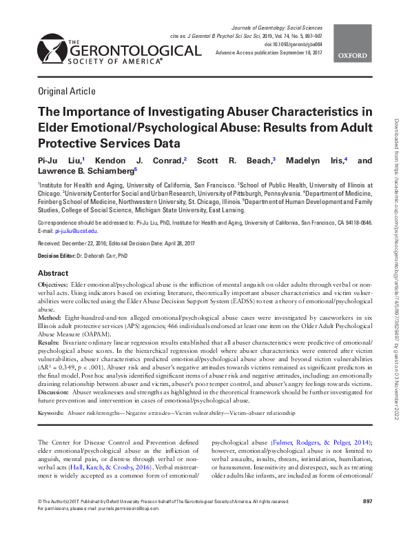 (PDF) The Importance of Investigating Abuser Characteristics in Elder ...
