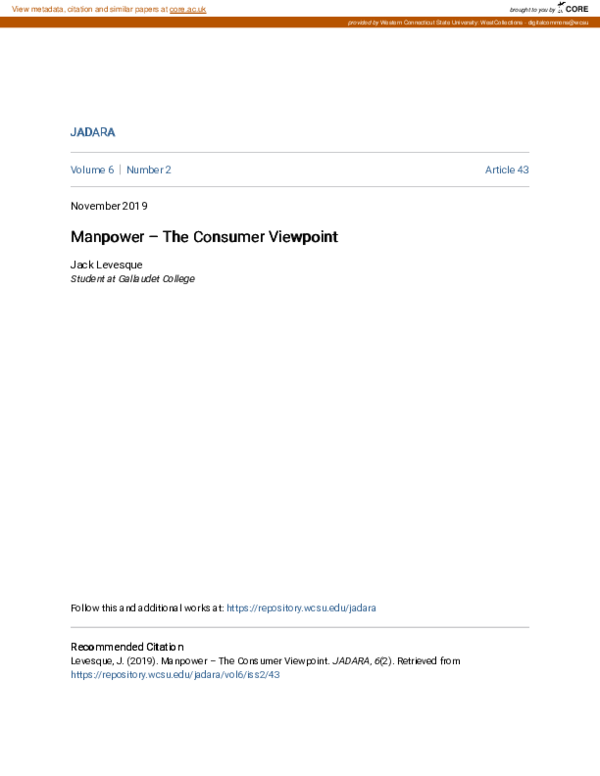 (PDF) Manpower – The Consumer Viewpoint