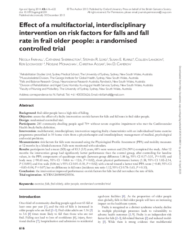 (PDF) Effect of a multifactorial, interdisciplinary intervention on ...