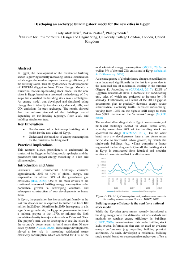 (PDF) Developing an archetype building stock model for the new cities in Egypt