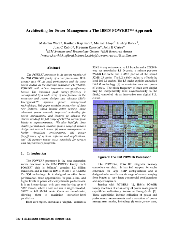 (PDF) Architecting for power management: The IBM® POWER7™ approach