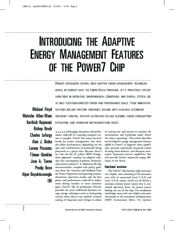 (PDF) Introducing the Adaptive Energy Management Features of the Power7 Chip