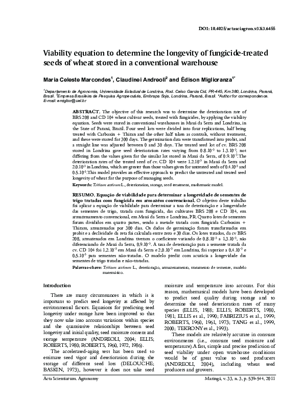 (PDF) Viability equation to determine the longevity of fungicide ...