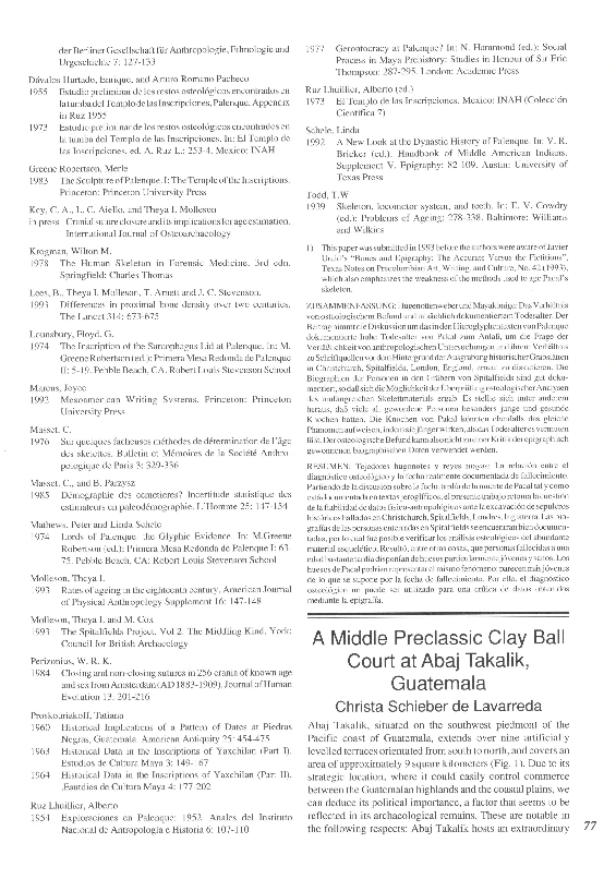 (PDF) A middle preclassic clay ball court at Abaj Takalik, Guatemala