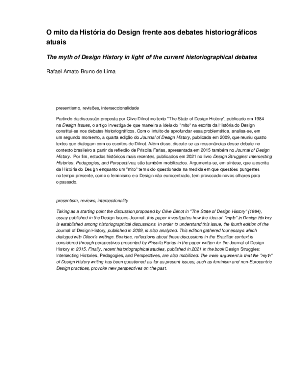 (PDF) O mito da História do Design frente aos debates historiográficos ...