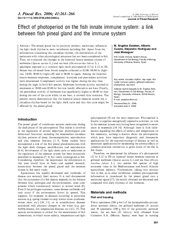 (PDF) Photoperiod's Impact on Fish Immunity