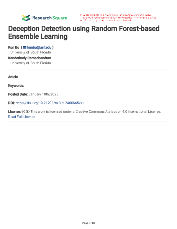 Pdf Deception Detection Using Random Forest Based Ensemble Learning