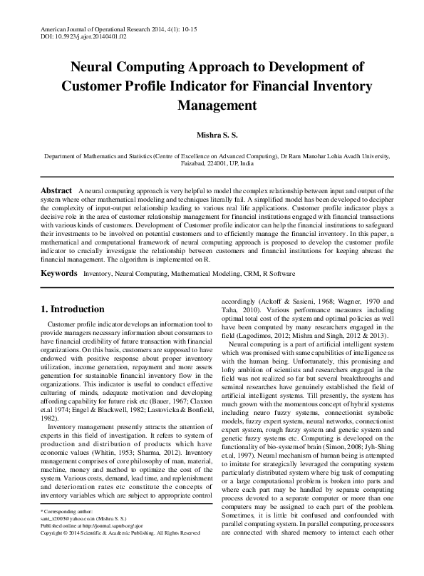 (PDF) Neural Computing Approach to Development of Customer Profile ...