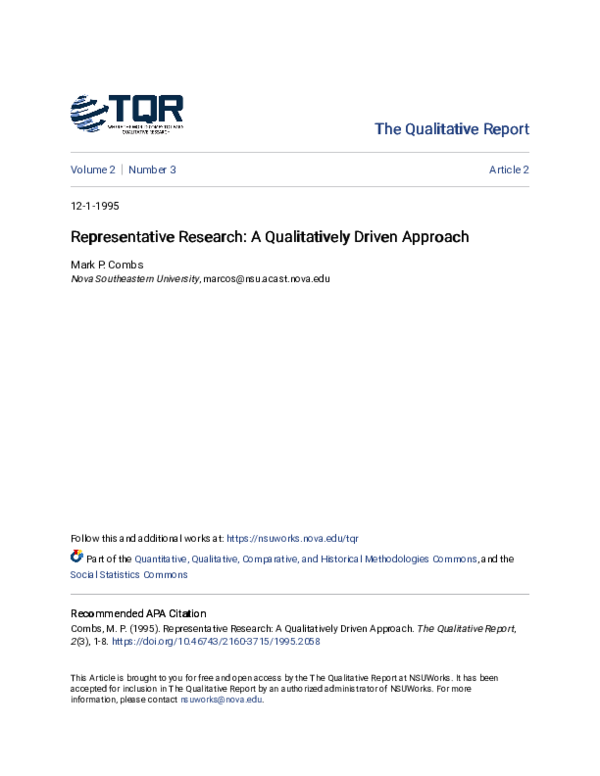 (PDF) Representative Research: A Qualitatively Driven Approach