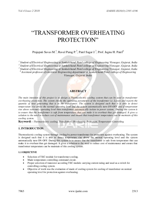 (PDF) Transformer Overheating Protection