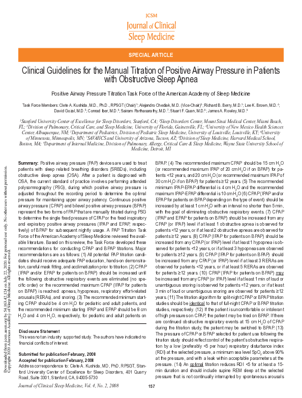 (PDF) Clinical Guidelines for the Manual Titration of Positive Airway ...