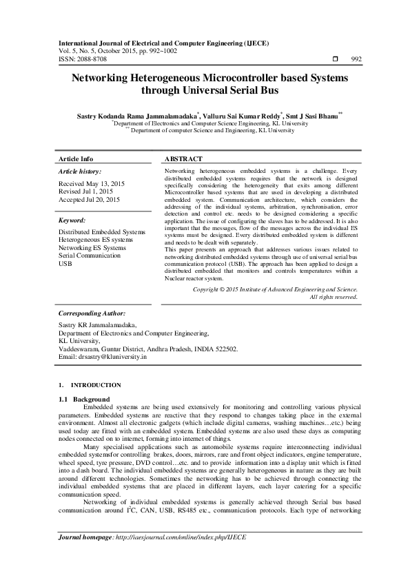 Pdf Networking Embedded Systems Via Usb Protocol