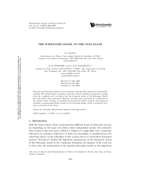 (PDF) The Schwinger Model on the Null-Plane