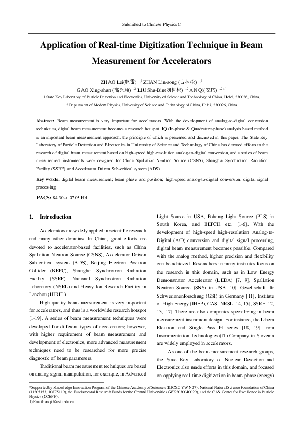 (PDF) Application of real-time digitization techniques in beam ...