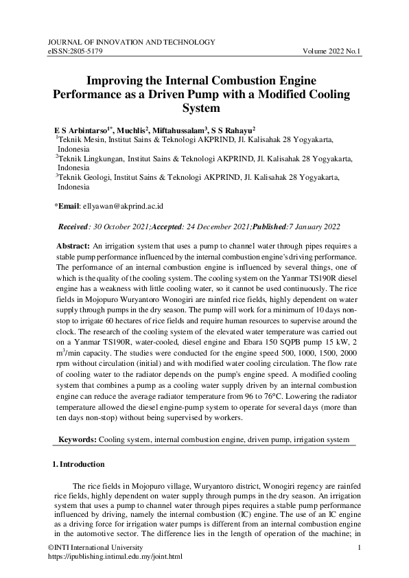 (PDF) Improving the Internal Combustion Engine Performance as a Driven Pump with a Modified ...
