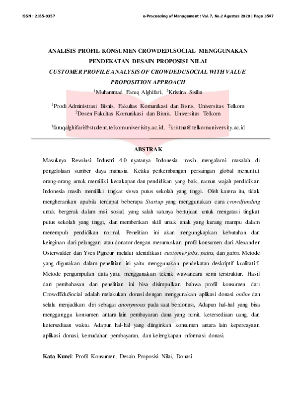 (PDF) Analisis Profil Konsumen Crowdedusocial Menggunakan Pendekatan Desain Proposisi Nilai