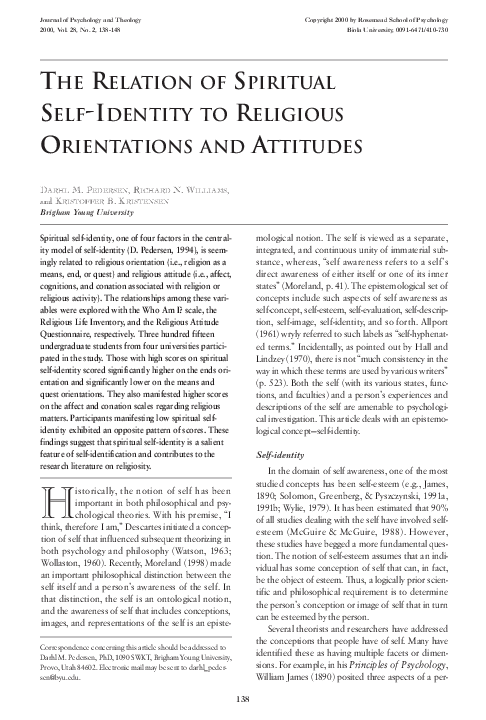 (PDF) The Relation of Spiritual Self-Identity to Religious Orientations ...