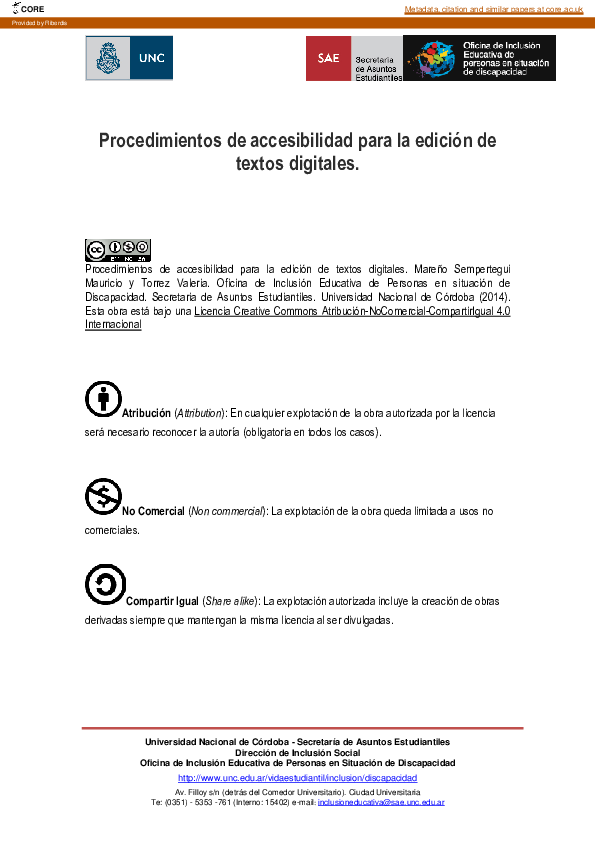 (PDF) Procedimientos de accesibilidad para la edición de textos digitales