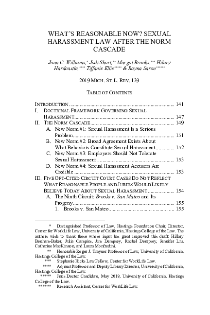 (PDF) What\u27s Reasonable Now? Sexual Harassment Law After the Norm ...