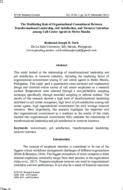 (PDF) The Meditating Role of Organizational Commitment Between ...