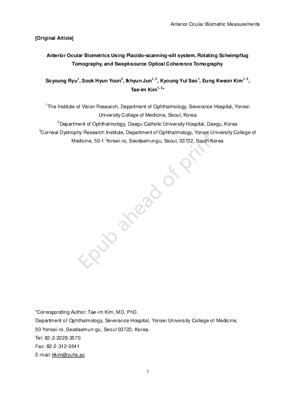 (PDF) Anterior Ocular Biometrics Using Placido-scanning-slit System ...