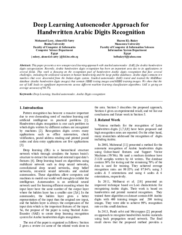 (PDF) CNN for Handwritten Arabic Digits Recognition Based on LeNet-5